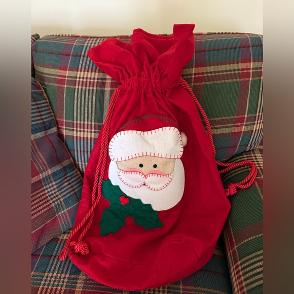 Holiday | Vintage Red Santa Gift Bag Large 25 Exquisite Heavy Felt New ...